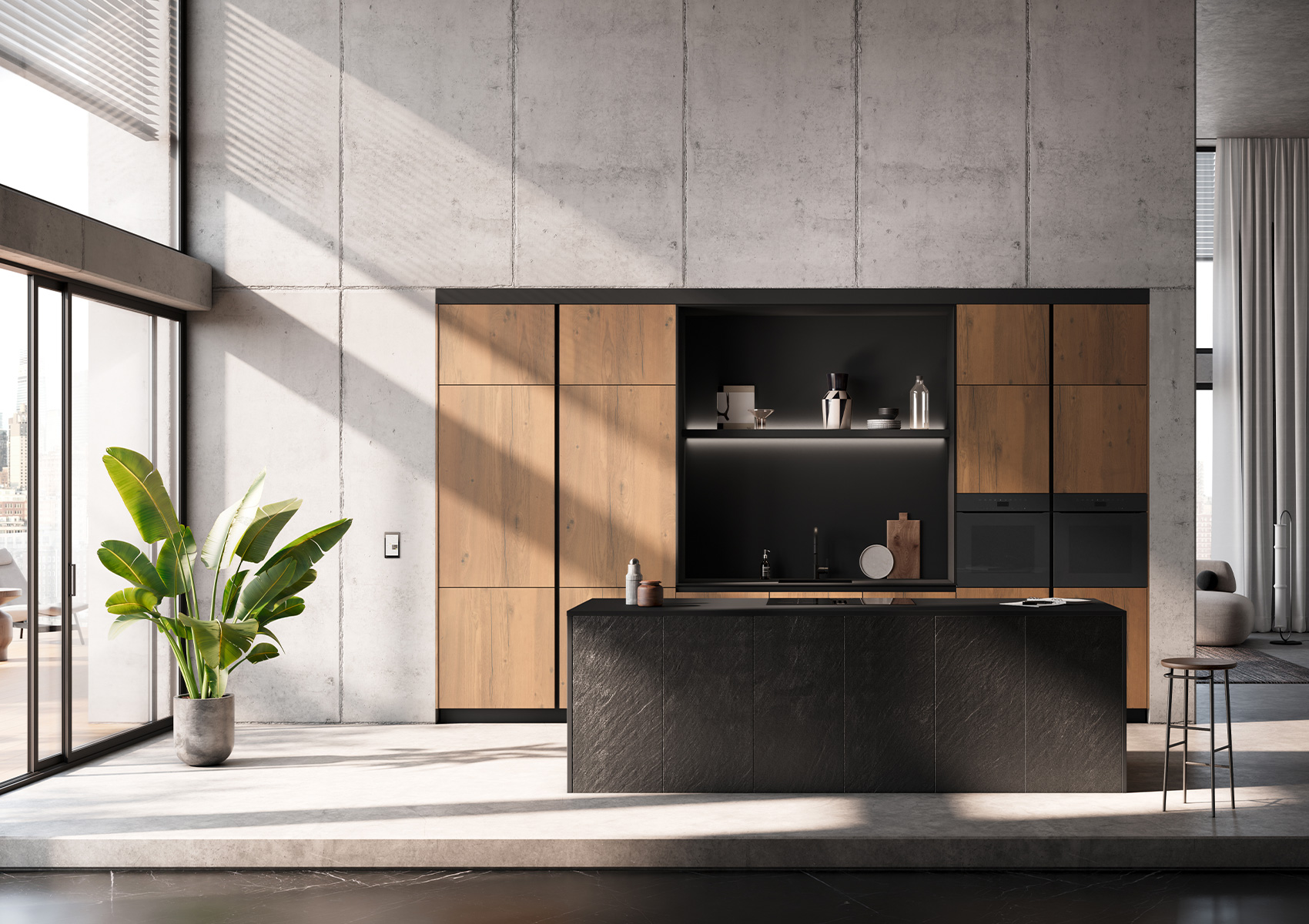 Кухня haecker AV 7030-GL Black Star | Шоурум Haecker Moscow